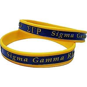Cultural Exchange Sigma Gamma Rho 2-Tone Color Silicone Bracelet [Pack of 2 - Gold/Blue - 8"]