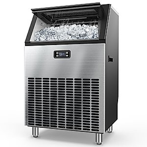 Joy Pebble Ice Maker Commercial, 200lbs/24H/8,800pcs, 90 Cubes/Cycle, Ice Size Control,24H Timer,Freestanding Ice Maker Machine Under Counter for Restaurant, Bar, Office, Home Partie