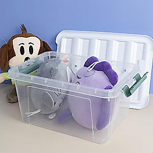 Leendines 6 Pack Small Container Bins, Clear Plastic Storage Boxes with Lids, 11.14''L x 7.75''W x 5.67''H