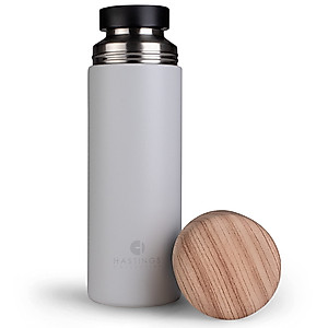 HASTINGS COLLECTIVE FIKA Slim Coffee Travel Mug Tumbler - Stainless Steel Vacuum Insulated Thermos Cup with Spill Proof Lid, 17oz (500ml) (Gray)