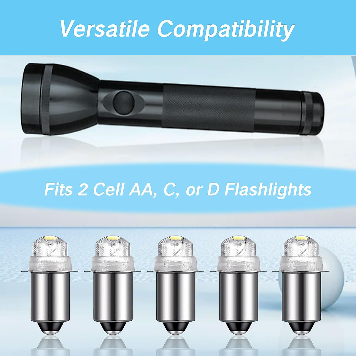 YAFIYGI 2 Pack Flashlight Bulbs 30 Lumen 3-Volt LED PR6 Replacement Bulb for Flashlights 3V Light Bulb Torch Flashlight Bulb with 10 Year Lifespan 41-1643 P13.5S 6000K