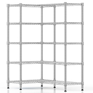 Homdox Heavy Duty Storage Shelves, 4 Tier Wire Shelving Unit, Adjustable Metal Shelves for Storage, Garage Rack Pantry Shelves Kitchen Shelving, 14"x60"x60", Silver Gray