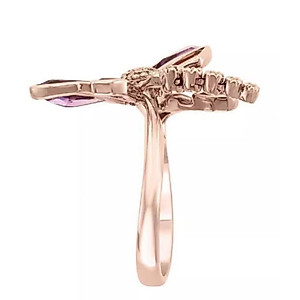 HUKQBUNX 18K Gold creative Dragonfly water drop purple zircon insect ring small crystal Cubic Zircon women's wedding engagement ring size 6-10 (Szie 7), Gold,Silver,Purple