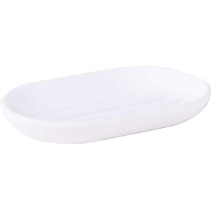 Umbra Touch Dish for Bathroom-Contemporary, Practical Molded Oval Soap Bar Holder for Bath Sink-Nicely Fits Into Amenity Tray-Easy to Clean, Highly Durable, 13 x 9 x 2 cm, White
