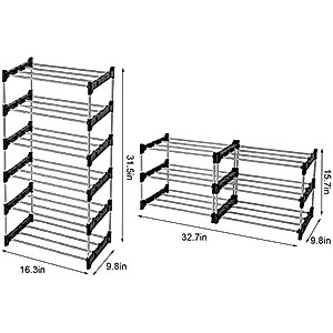 Frqianly Shoe Rack,6 Tiers Shoe Storage Organizer,12-14 Pairs Stackable Shoe Tower,Metal Shoe Shelf Stand for Entryway Closet,Easy Assembly,Space Saving (Black)