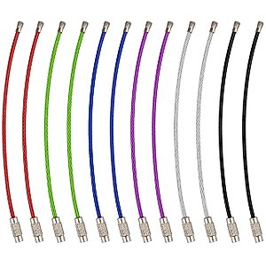 Keychain, Wisdompro 12 Pack of 4.3 Inches Stainless Steel Wire Ring 2mm Cable Loop Rings for Hanging Luggage Tag, Keys and ID Tag Keepers - Multicolor
