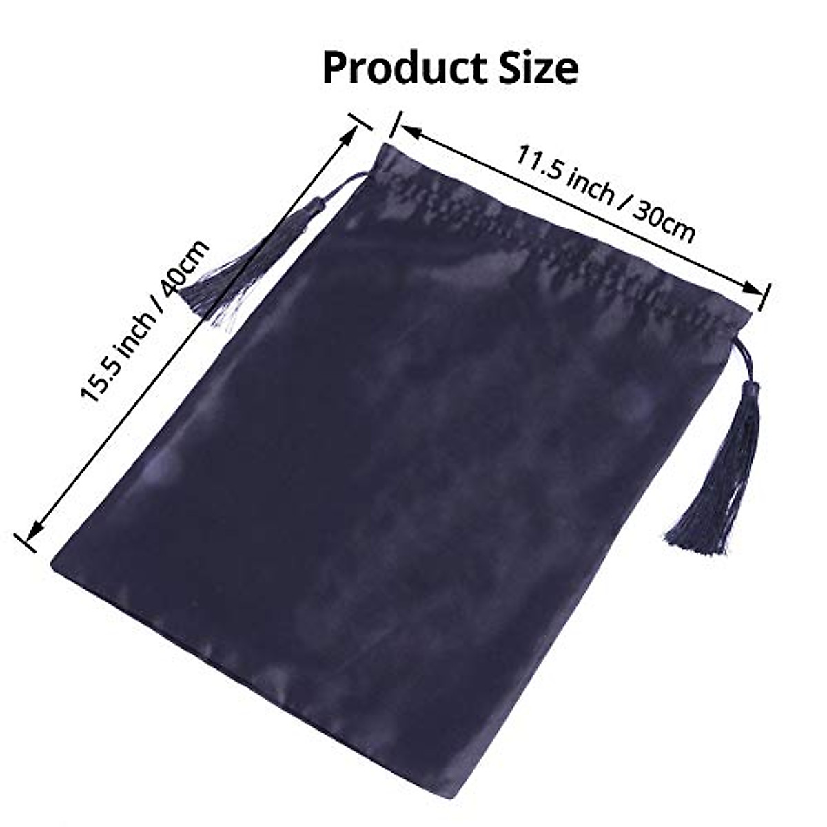 Silk Satin Wig Bags, Hair Storage Bags for Packaging Wigs, Bundles, Hair Extensions, Travel, Large Satin Bags with Drawstring Pouches Gift Bags with Tassel AliPearl Hair Bags (3 Black Bags)