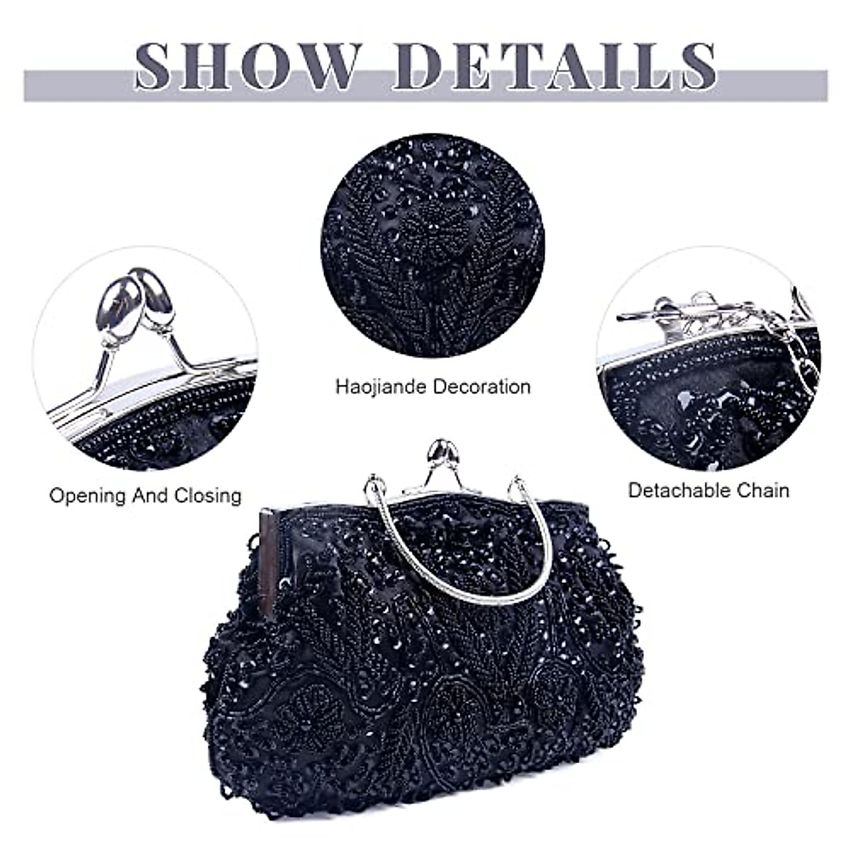 FUKZTE Purses and Handbags Envelope Evening Clutch Crossbody Bags Wedding Party Shoulder Bag for Women,black