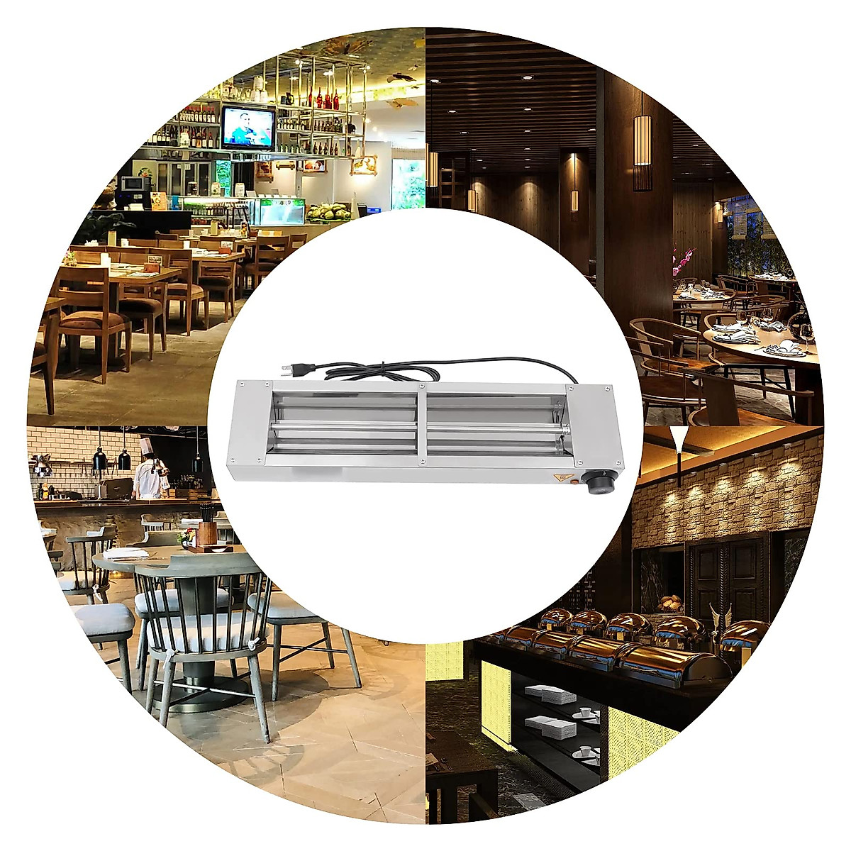 60" Electric Strip Heater 1000W 110V Commercial Grade Infrared Food Warmer Temperature Adjustable Overhead Warmer (60 Inch)