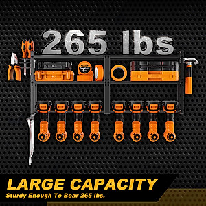 Across-Star Drill Holder Organizer Wall Mount, 3 Layers Hanging Power Tool Organizer, 8 Cordless Drill Storage Rack, Heavy Duty Cordless Tool Organizer Shelf