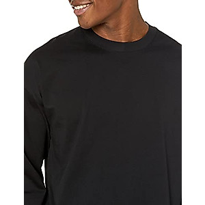 Amazon Essentials Men's 100% Organic Cotton Oversized-Fit Long-Sleeve T-Shirt, Black, Large