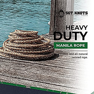SGT KNOTS Twisted Manila Rope - Natural 3 Strand Fiber Hemp Rope for Indoor and Outdoor Use | Multipurpose Manila Rope for Crafts, DIY Projects, Home Decorating, Climbing | 1/2 in x 25 ft