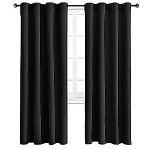WONTEX Blackout Curtains Thermal Insulated with Grommet Curtains for Bedroom, 52 x 84 inch, Black, 2 Panels