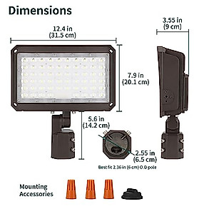 kadision 200W LED Flood Light with Dusk-to-Dawn Photocell, 200W/150W/100W Adjustable Super Bright 26000lm 5000K 100-277V IP65 Waterproof, Slip Fitter Mount LED Parking Lot Light, ETL Listed