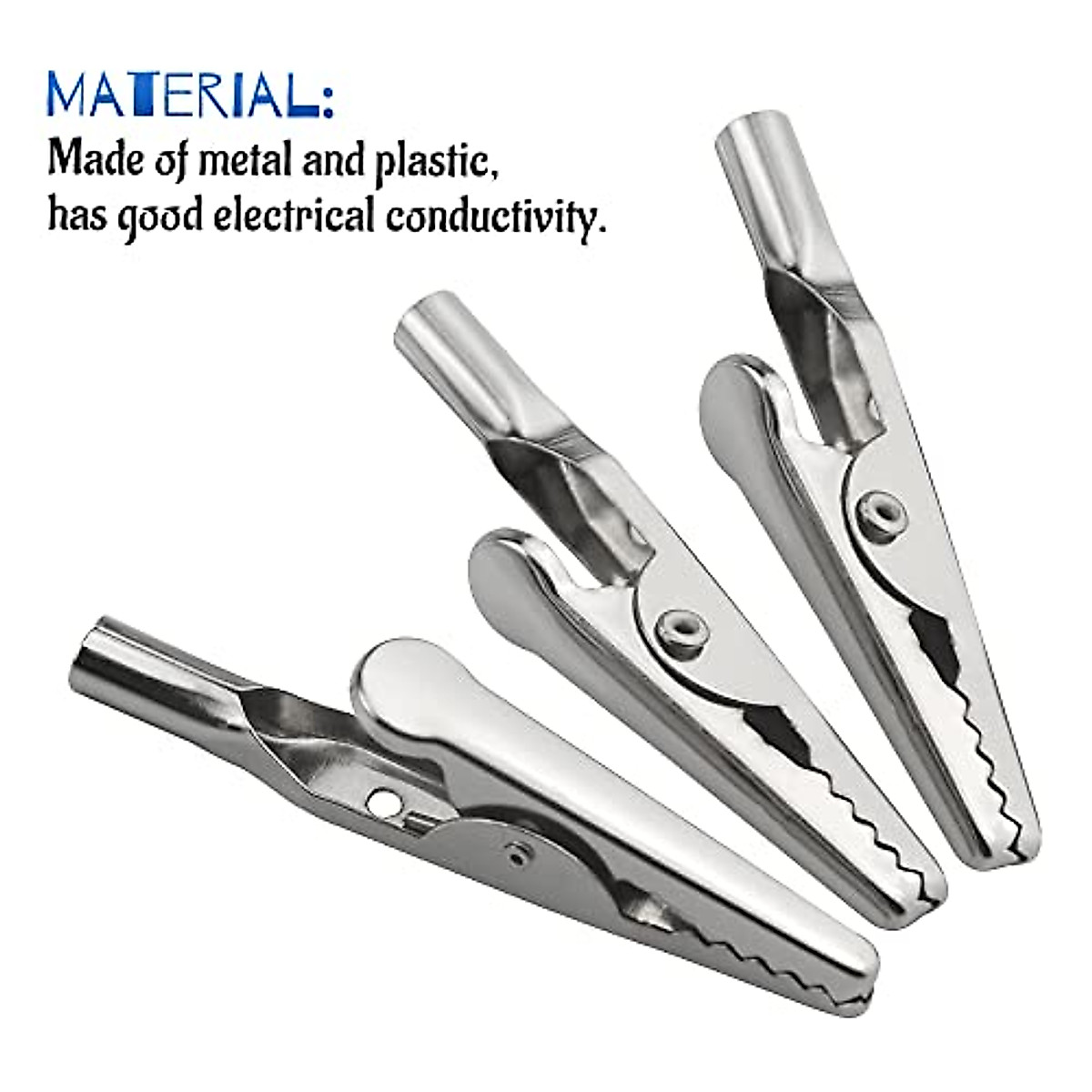 WMYCONGCONG 100 PCS Metal Alligator Clips 52mm Electrical Test Clamps (100 Pcs no cap)