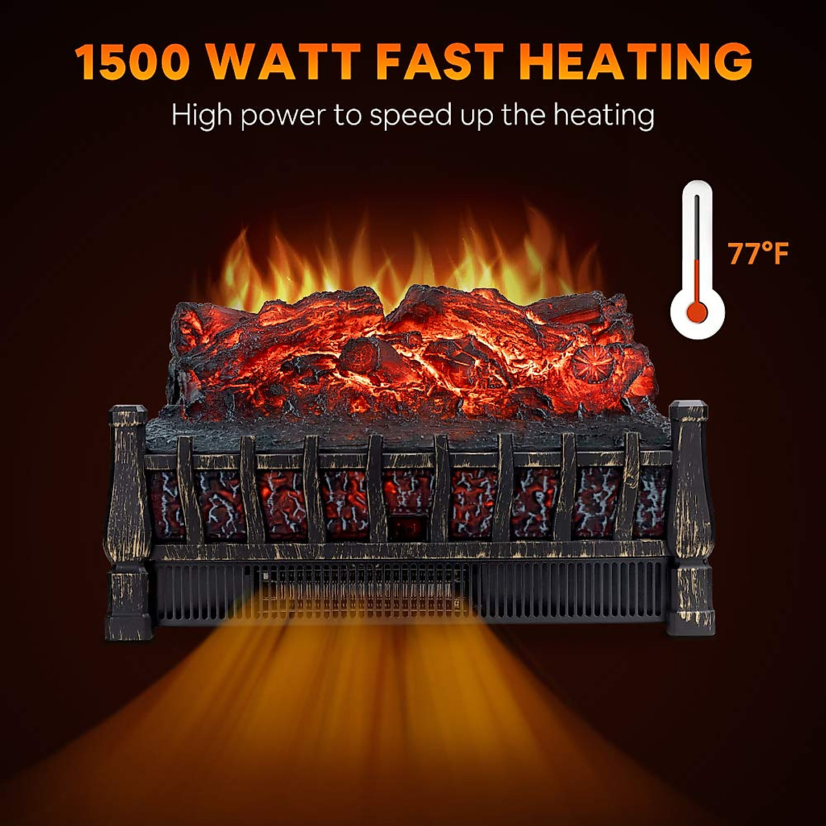 LifePlus Electric Fireplace Logs Heater, Fireplace Insert Heater with Remote Control, Realistic Flame Effect, Infrared Fireplace Heater for Indoor Use 8H Timer, Adjustable Brightness