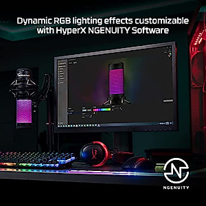 HyperX QuadCast S RGB USB Condenser Microphone with Shock Mount for Gaming, Streaming, Podcasts