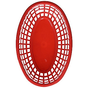 TableCraft H1074R6 6-Piece Classic Oval Plastic Baskets, Red