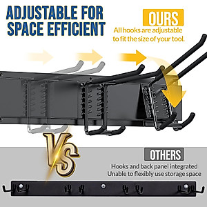 Volitaous 64Inch Garden Tool Organizer for Garage, Heavy Duty Garage Storage Rack, Adjustable 12PC Wall Hook for Yard Tool Organizer, Garden Tool Rack Max 400Lbs