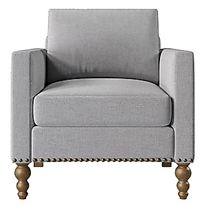 sgzyl Linen Armchair Accent Chair with Nailhead Trim Wooden Legs Single Sofa Couch for Living Room, Bedroom, Balcony,