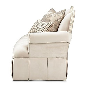 Michael Amini Lavelle Classic Pearl Traditional Velvet Settee in Ivory