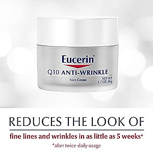 Eucerin Q10 Anti-Wrinkle Face Cream, Unscented Face Cream for Sensitive Skin, 1.7 Oz Jar