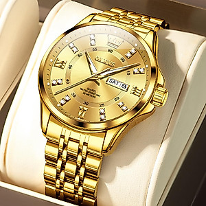 OLEVS Men Gold Watches Minimalist Business Fashion Casual Analog Quartz Date Waterproof Dress Wrist Watches for Man Easy to Read