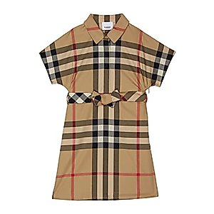 BURBERRY Girl's Giulietta Check (Little Kids/Big Kids) Archive Beige IP Check 14 Years