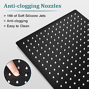 𝑽𝒐𝒏𝒗𝒂𝒏 High Pressure Shower Head, 12" Matte Black Solid Stainless Steel Rain Shower Head,High Flow Ultra-Thin Rainfall Shower Head Easy to Clean & Install,Full Body Coverage Waterfall Showerhead