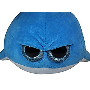 Grumpy Shark - Cute Super Soft Plush Stuffed Animal Toy (Angry Glitter Eyes) - Large 8 Inch - Unique Funny Gift for Kids and Adults
