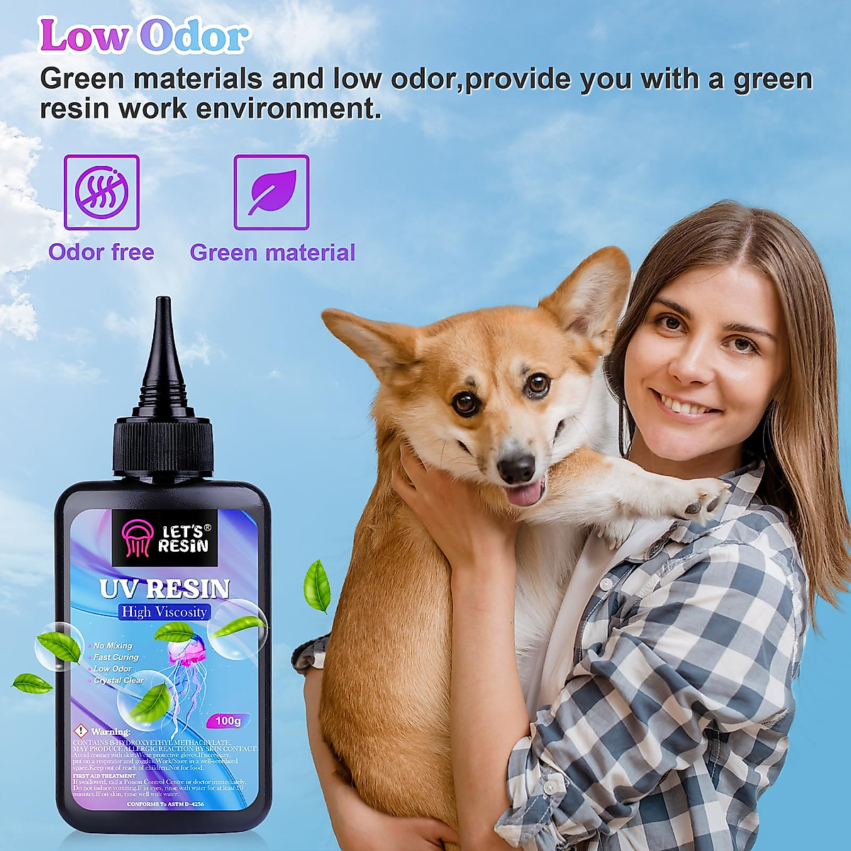 LET'S RESIN UV Resin,200g High Viscosity Crystal Clear Thick UV Resin Kit, Quick-Curing&Low Shrinkage Ultraviolet Epoxy Resin for Crafts, Doming, Coating