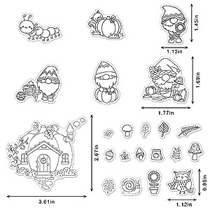 Hying Christmas Gnomes Clear Stamps for Card Making and Photo Album Decorations, Thanksgiving Flowers Stamp Xmas Animals Rubber Stamps Seal for DIY Scrapbooking