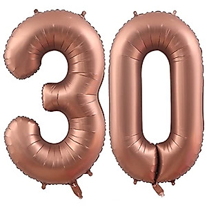 42 Inch Brown Giant Number 30 Balloons Jumbo 30 Foil Mylar Party Balloons for 30th Birthday Party and 30th Anniversary Event Decoration (Brown)