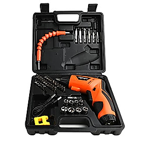 Vigtayue Cordless Electric Screwdriver Rechargeable Screw Power Hand tools with Pivoting Head, Flash Light & 47 pcs Bit Set for Women & Men,USB Charging Cable in Carrying Case, LED Light for Home DIY