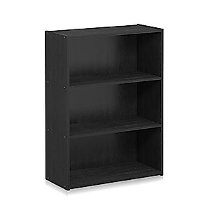 Furinno Pasir 4-Tier Bookcase/Bookshelf/Storage Shelves, Espresso & Pasir 3-Tier Open Shelf Bookcase, Americano