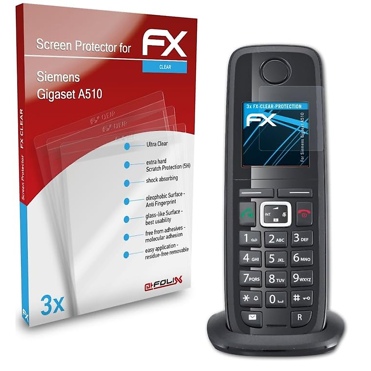 atFoliX Screen Protection Film compatible with Siemens Gigaset A510 Screen Protector, ultra-clear FX Protective Film (3X)
