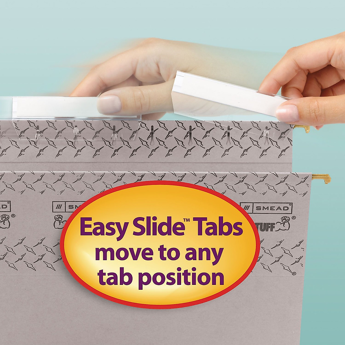 Smead 64092 Tuff Hanging Folder with Easy Slide Tab Letter Steel Gray 18/Pack