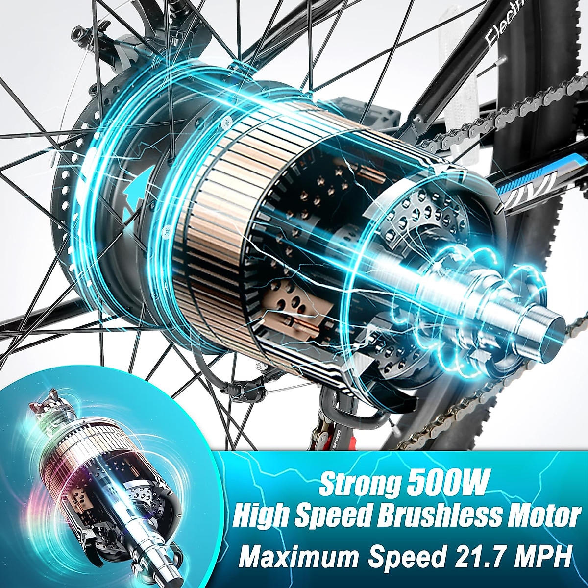 Vivi M026TGB Electric Bike 26" Electric Bike for Adults, Peak 750W Folding Electric Mountain Bike, 48V Removable Battery Ebike, 21 Speed System Electric Bicycle, Top 22 Mph, Up to 50 Miles, UL 2849