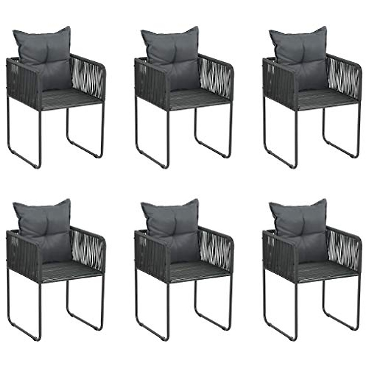 WFAUIBR Dining Set 7 Piece Patio， Patio Furniture Set ，Lawn Chairs Set ，The Patio Set is Perfect for a Small Backyard or Balcony, and Serves as a Relaxing Place to Enjoy time Outdoors，Black/B