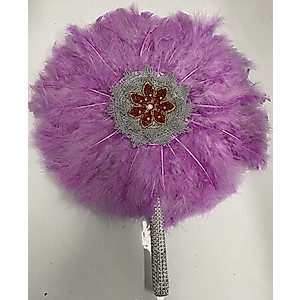 Msbfea Hand Feather Fan Handmade Luxurious African Dance Lace Feather Fans for Wedding Party Gift Top Wedding Decoration Color 425