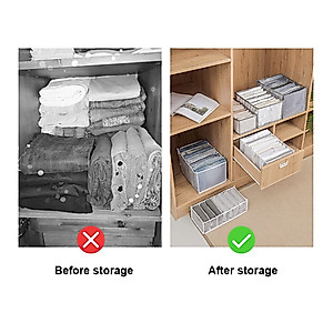 Dongyue 2Pcs 7 Grids Wardrobe Clothes Organizer Jeans Wardrobe Organizer Washable Mesh Kids Drawer Organizer suit for T-shirt,Legging,Skirts,Jeans,Kid Clothes (Grey, Large+Medium)