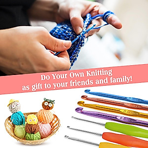 AFSTEE 109Pcs Crochet Hooks Set, Knitting Supplies Crochet Kit for Beginners with Case, Multicolor Aluminum Ergonomic Yarn Knitting Needles Sewing Tools Crochet Accessories