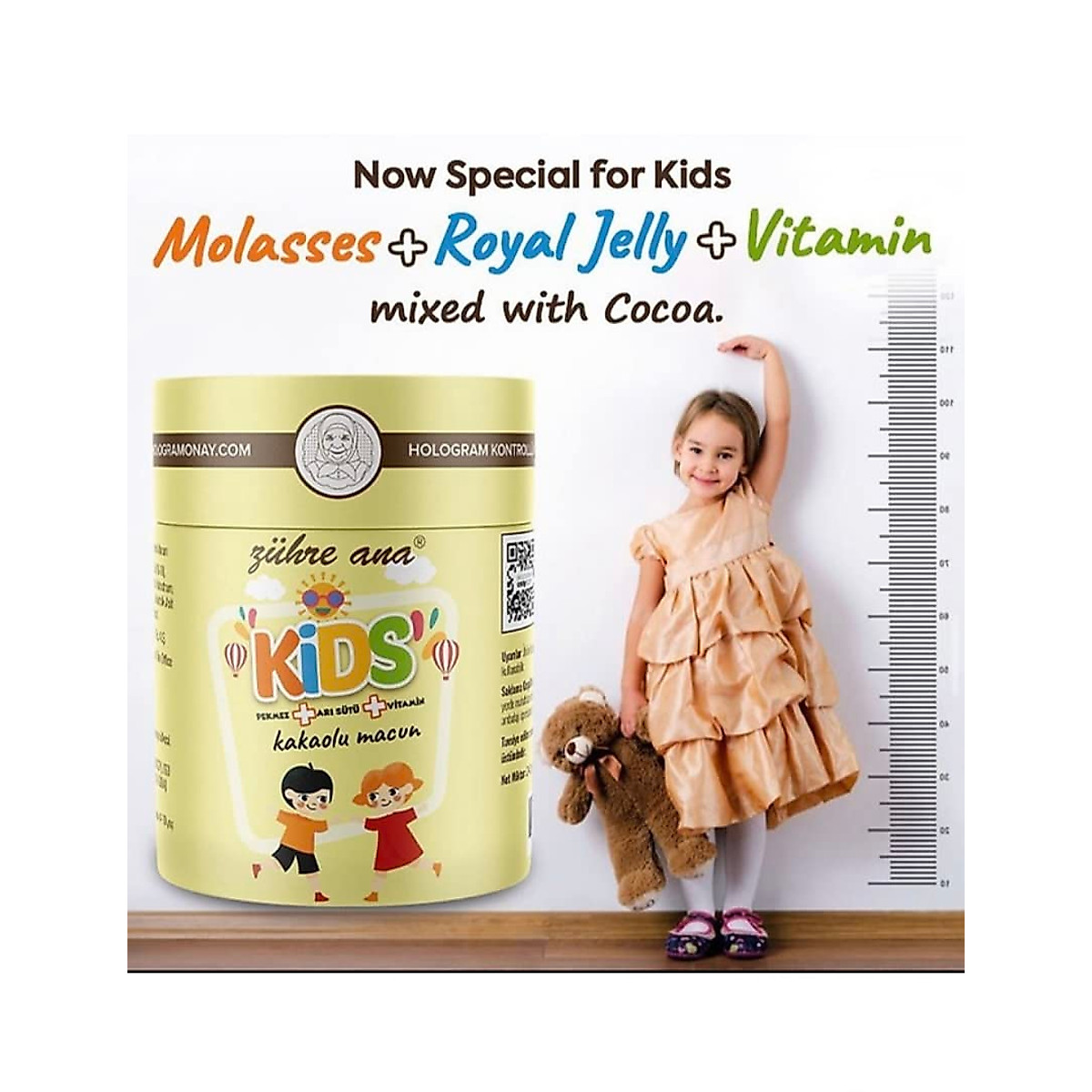 Zuhre Ana Natural Kids Cacao Propolis Paste - Bee Propolis Extract - Natural Immune Support & Gluten Free - Energy Boost, Mental Clarity - Bee Pollen, Royal Jelly (8 oz) (Pack of 1)