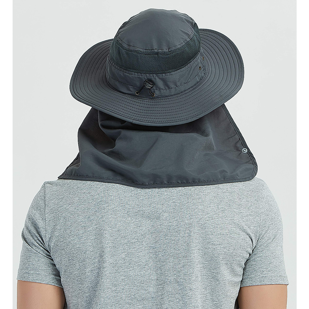 DDYOUTDOOR™ 07-281 Fashion Summer Outdoor Sun Protection Fishing Cap Neck Face Flap Hat Wide Brim (Dark Gray)