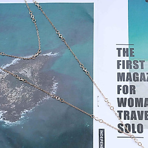 Yheakne Boho Crystal Back Chain Necklace Rhinestone Backdrop Necklace Gold Cz Bridal Back Drop Chain Summer Beach Body Chain Body Jewelry for Women and Girls Gifts (Gold)