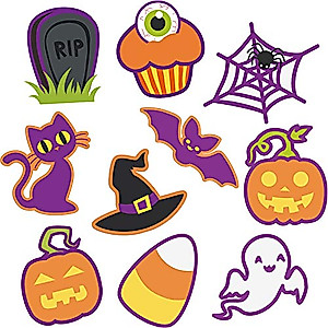60 Pieces Halloween Cut Out Accents Colorful Mini Halloween Cutouts Paper Decorations Versatile DIY Pumpkins Ghosts Cutouts for Fall Bulletin Board Classroom School Halloween Party