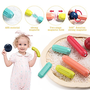 JIEJOYS Magnetic Balls and Rods Set, 100PCS Magnetic Building Sticks Blocks Toys, Educational Stacking STEM Magnet Toys Gift for Kids and Toddler Age 3 and Up.