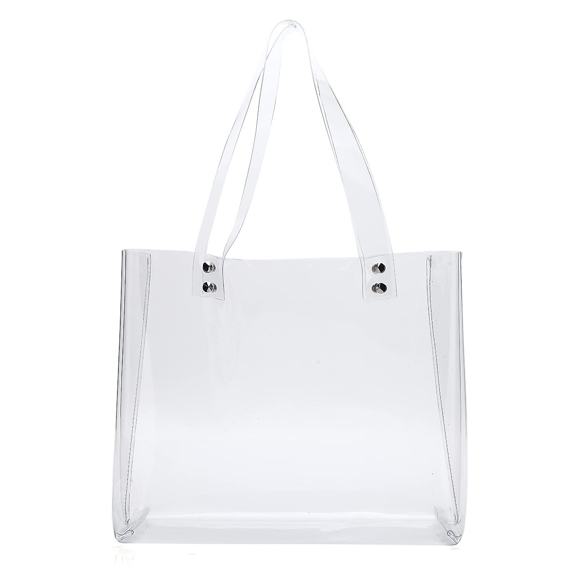 LAM GALLERY Women's PVC Clear Tote Bag for Working Beach Concert Sports Events Bag (Horizontal Style)