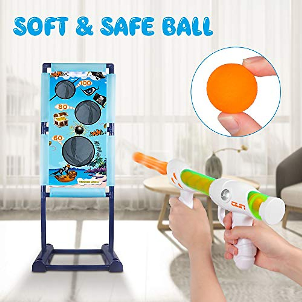 M AOMEIQI Kids Toys for 5 6 7 8 9 10+ Years Old Boys Shooting Game Toy Indoor Outdoor Games for Kids with Moving Shooting Target & 2 Blasters Guns & 18 Foam Balls - Compatible with Nerf Toy Guns