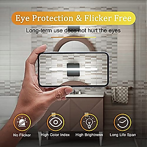 Combuh LED Bathroom Vanity Light Bar 16 Inch 9W Black IP44 Over Mirror Lighting Fixture Wall Sconce Indoor Modern Cool White 6000K